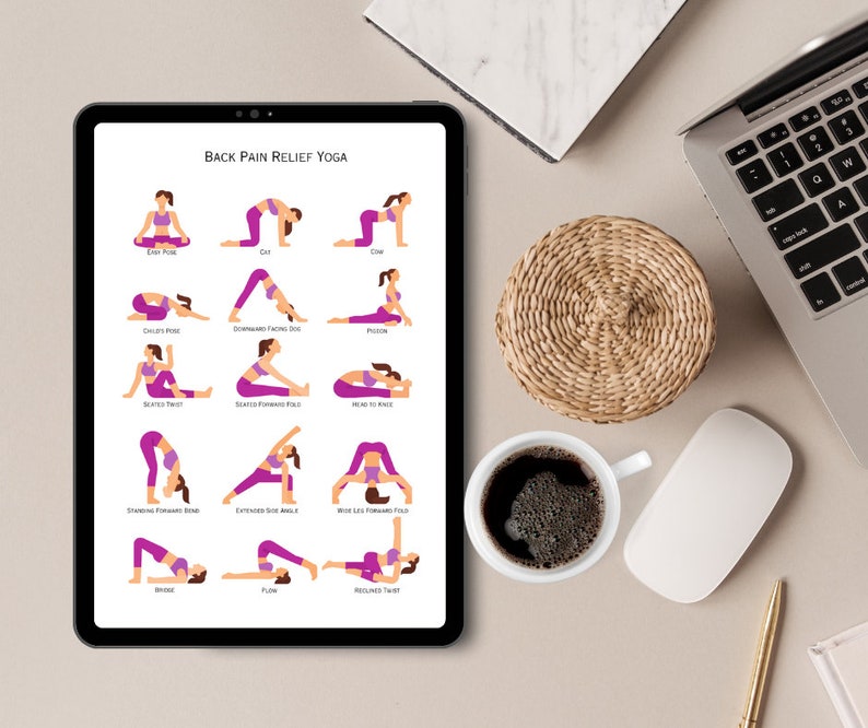 Back Pain Relief Yoga Poses, Illustrated Guide (digital PDF) - Etsy