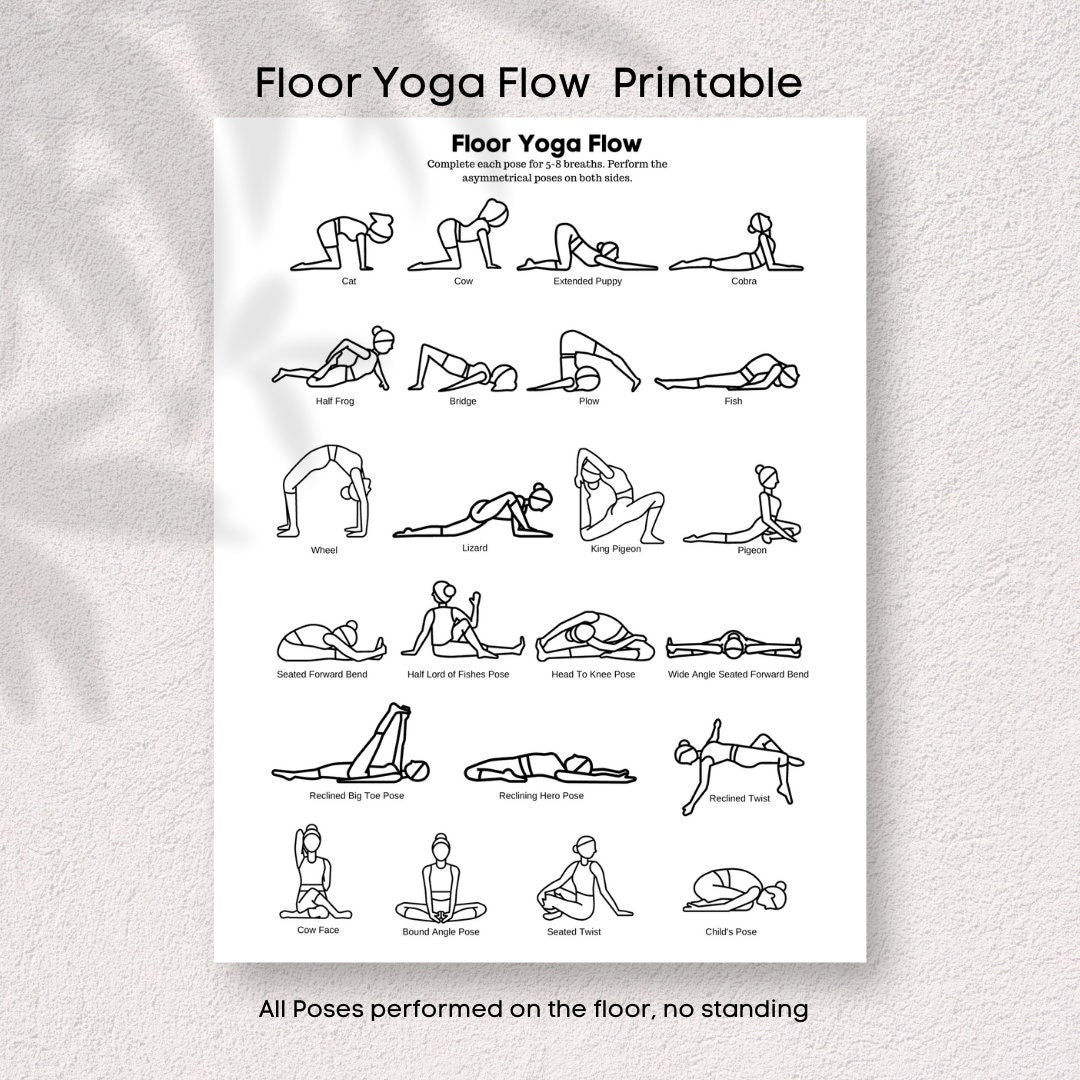 Floor Yoga Poses Routine,stretching, Gift for Yoga Lover,yoga Illustrations Pdf. Yoga Studio ...