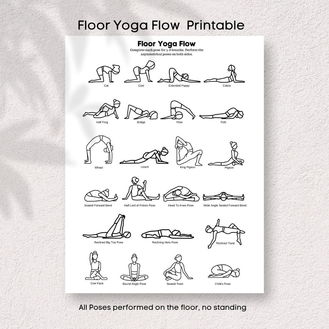 Floor Yoga Poses Flow Routine,stretching Poses, Gift for Yoga Lover ...