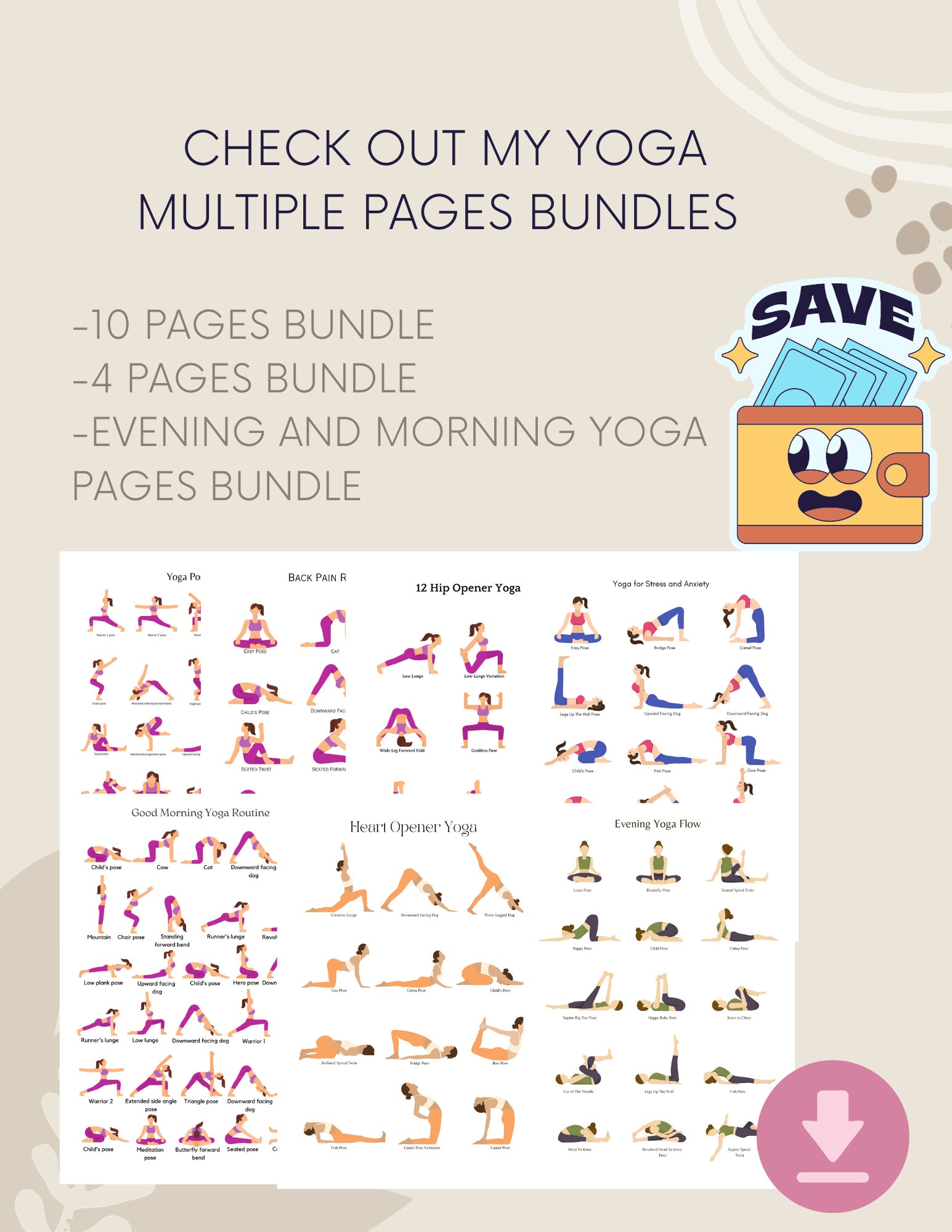 Sun Salutation B Yoga Sequence Poster, Yoga Flow Printable, Digital ...