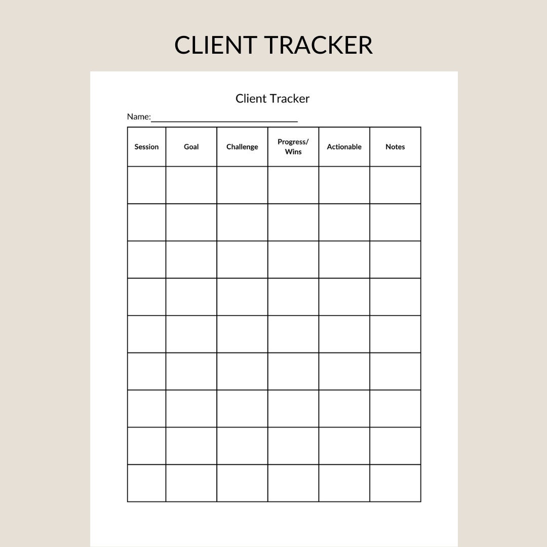 Client Session Tracker,customer File,digital Coaching Progress Tracking ...