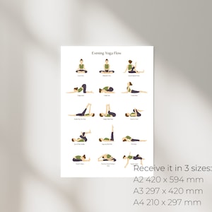 Evening Yoga Flow Printable, 15 Yoga Poses Poster, Yoga Poses Art,yoga ...