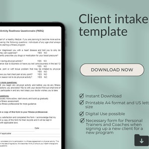Personal Trainer Fitness Coaching Client Intake Documents Bundle ...