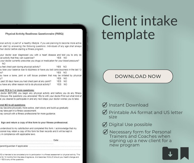 Personal Trainer Fitness Coaching Client Intake Documents Bundle ...