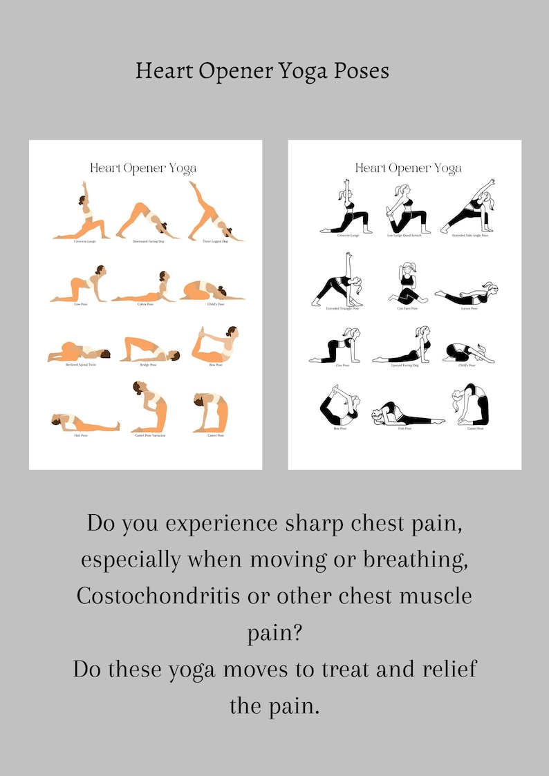 Heart Opener Yoga Poses Print, Chest Pain Relief, Set of 2 (digital ...