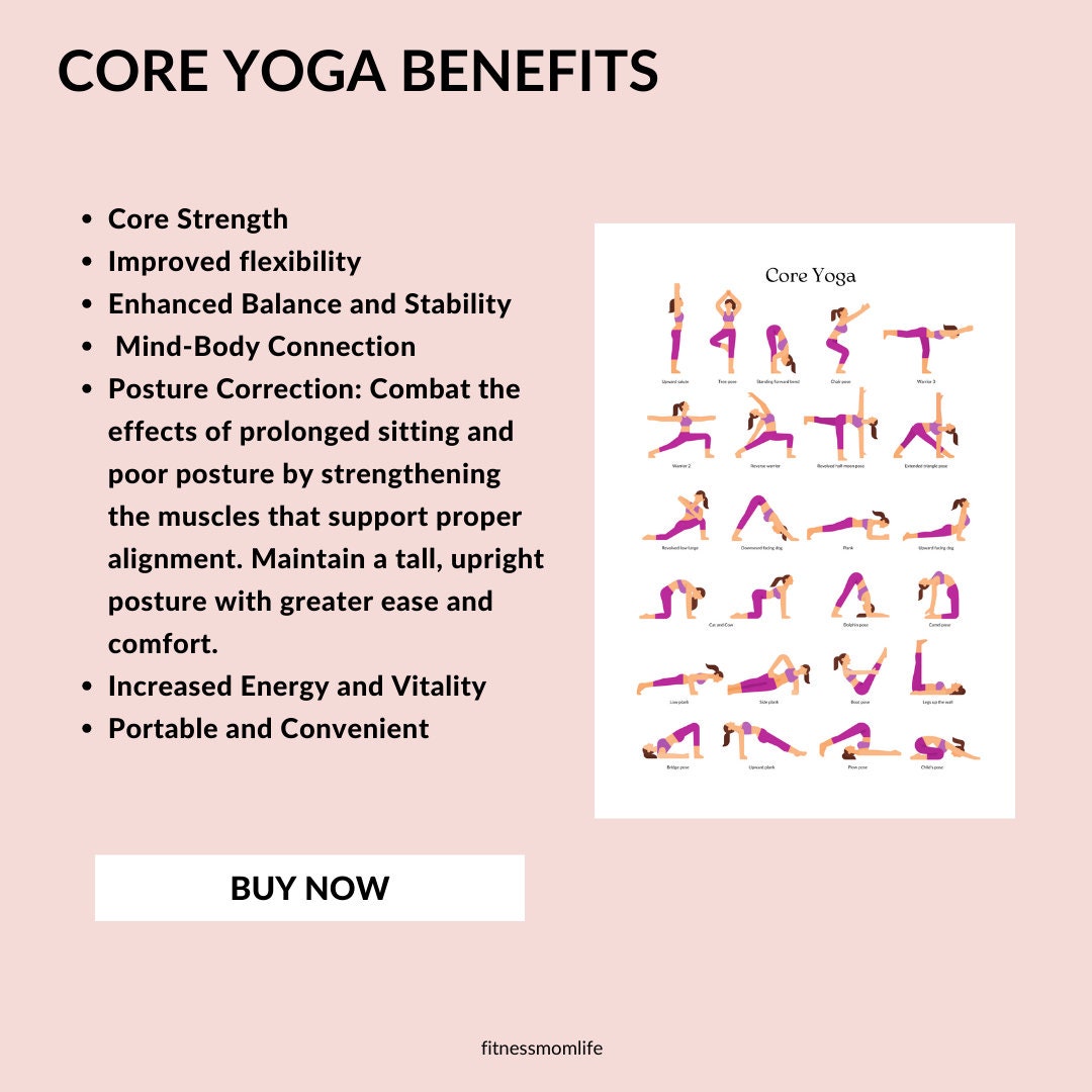 Core Yoga Poses Print Poster,core Strength and Balance Guide, Yoga ...