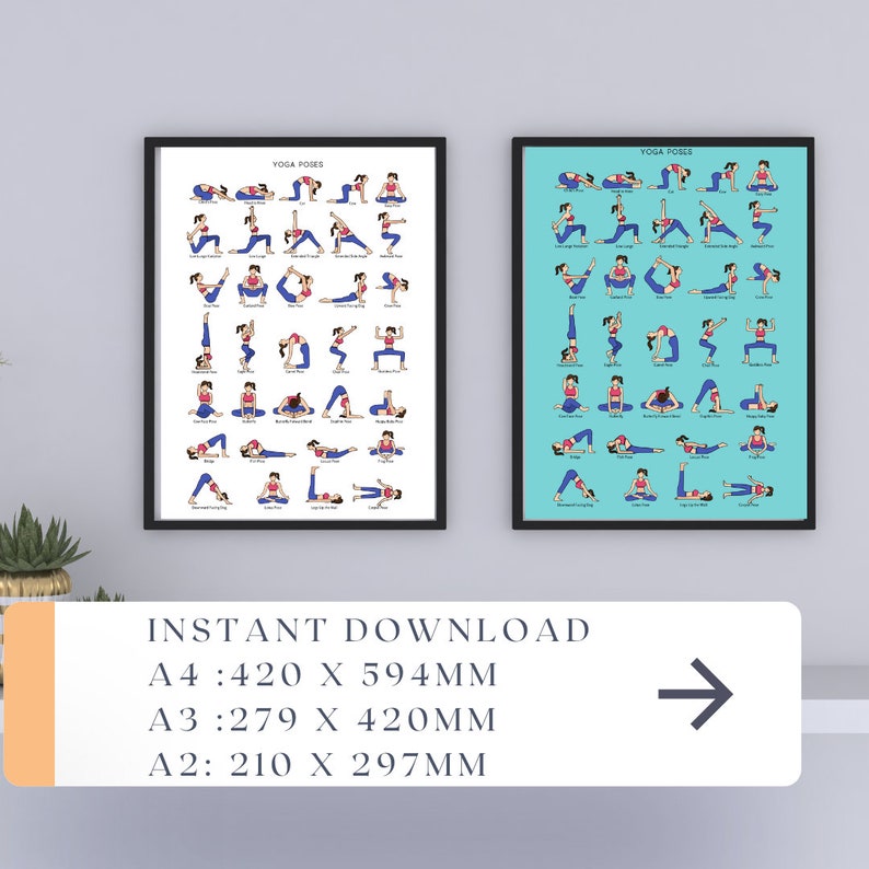 33 Yoga Poses Printable Poster,digital Download Yoga Poses Poster,yoga ...
