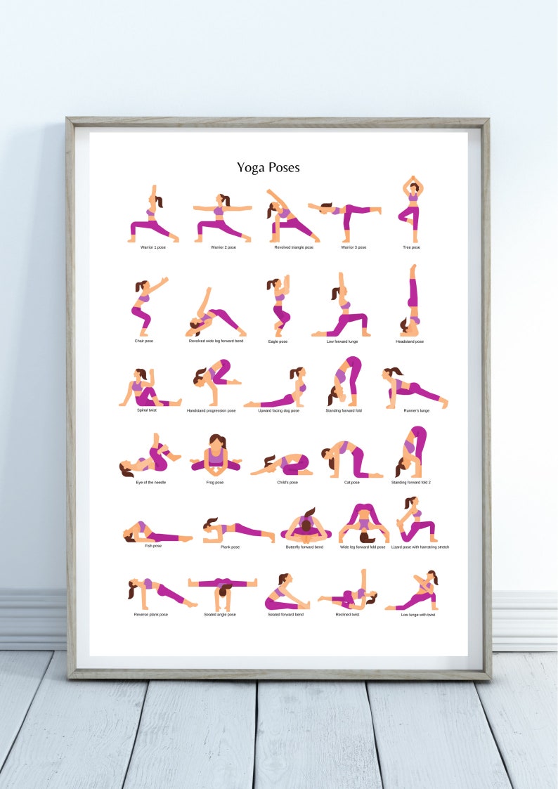 30 Yoga Poses Printable Poster, Gym Decor (digital Download) - Etsy
