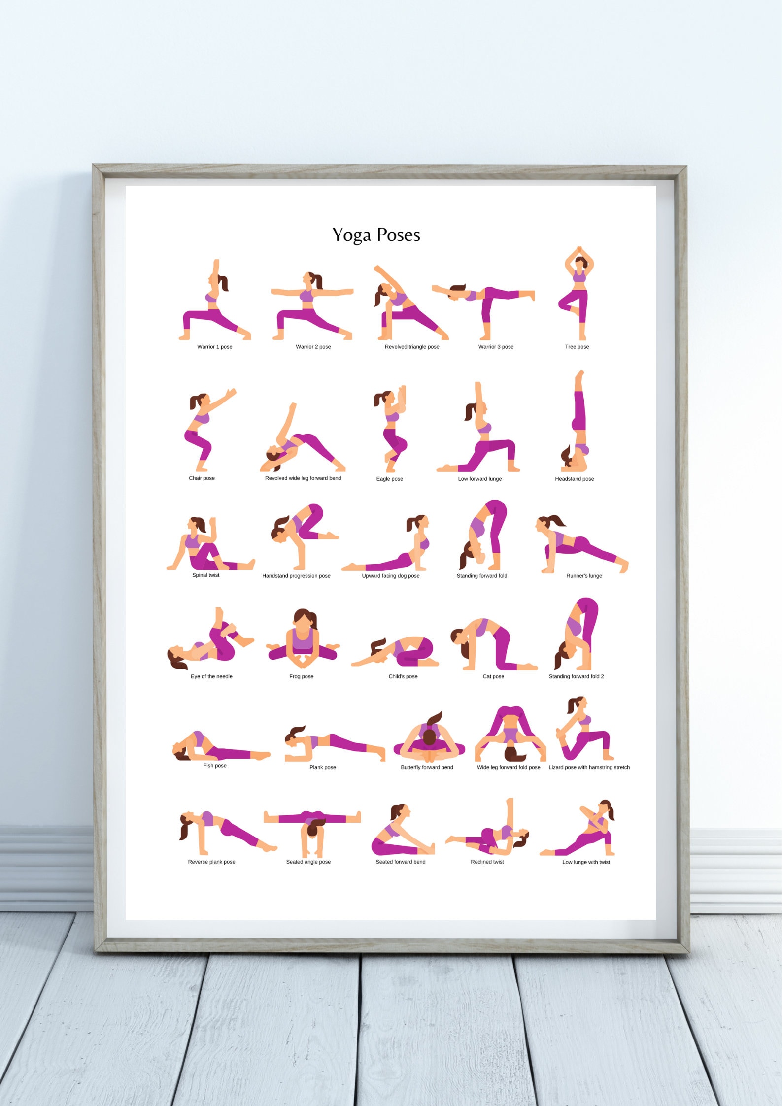 30 Yoga Poses Printable Poster,digital Download Yoga Poses Poster,yoga Poses Pdf, Yoga Poses ...