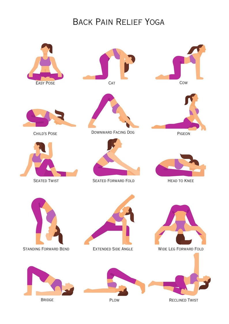 Back Pain Relief Yoga Poses, Illustrated Guide (digital PDF) - Etsy Canada