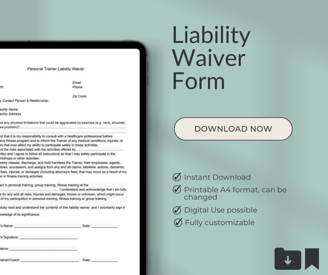 Customizable Personal Trainer Liability Waiver Form (google Doc ...