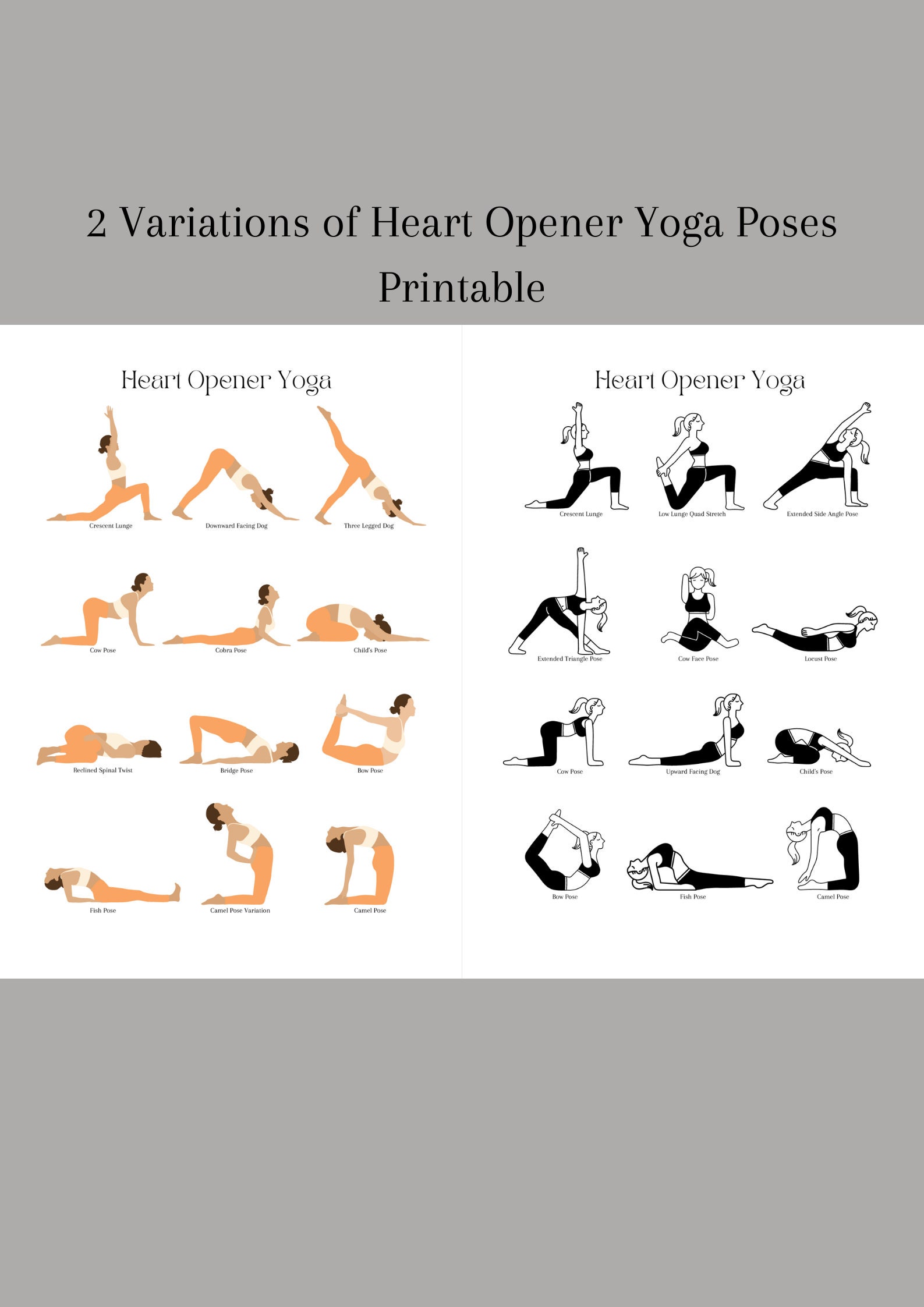 Chest Pain Relief Yoga Heart Opener Yoga Stretches Printable - Etsy