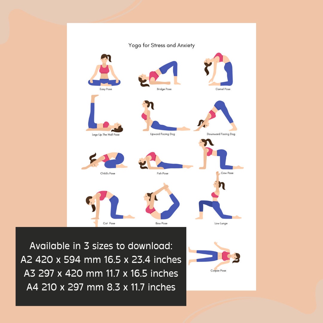 Stress and Anxiety Relief Yoga Poses Printable Poster,digital Download ...