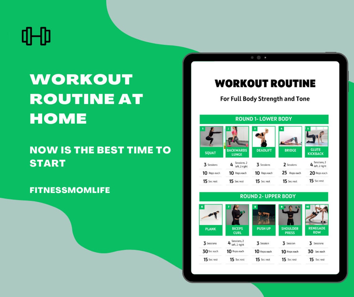 Full Body Home Workout Printable Bundle 4 Pages,daily Strength Training ...