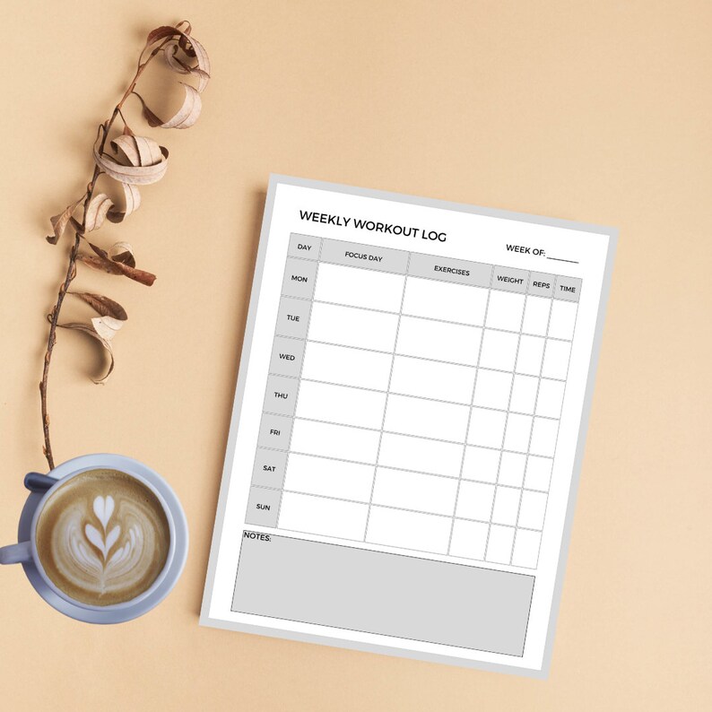 Weekly Workout Log Admin Page,weekly Workout Tracker Page, Fitness ...