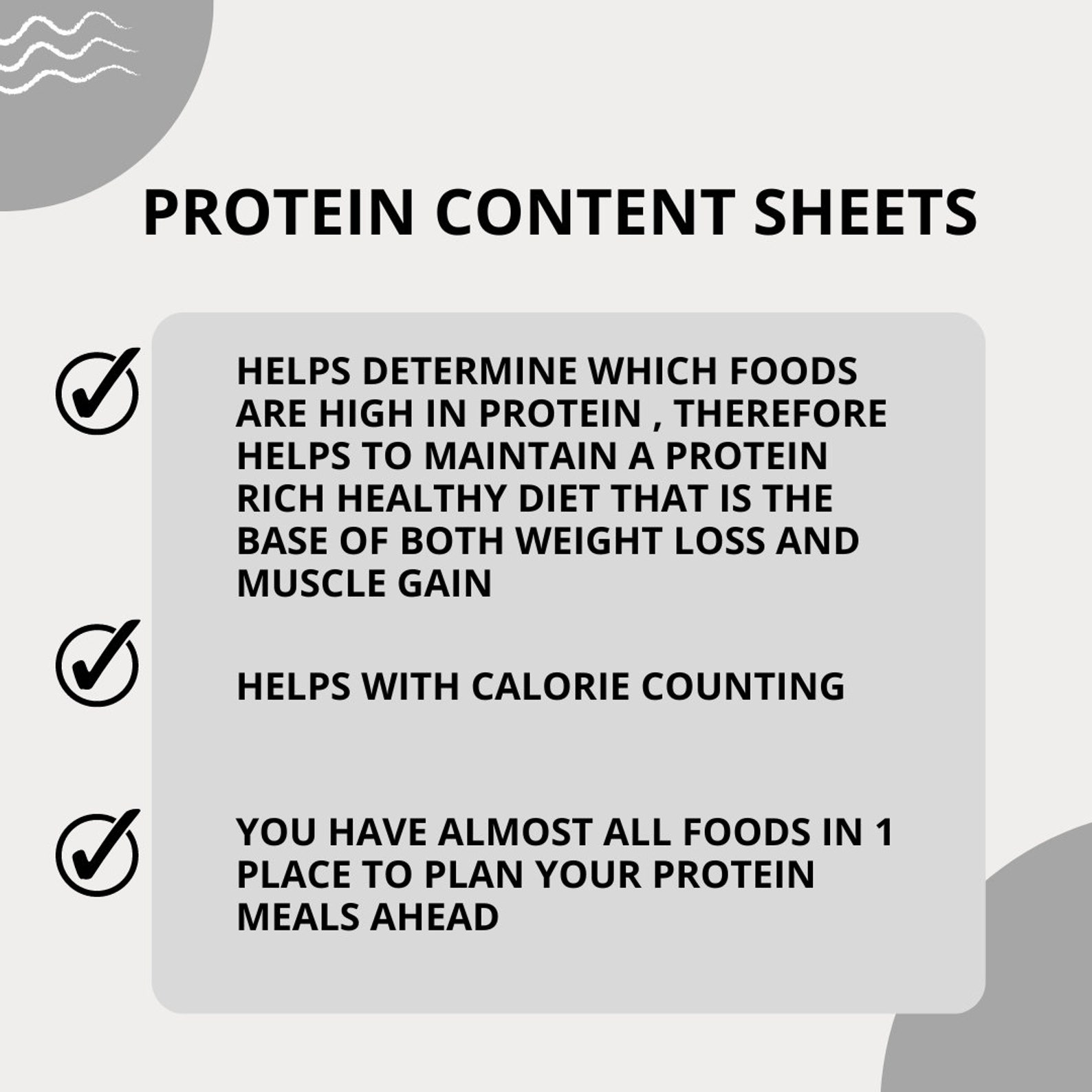 Protein Content Food Chart, Calorie Counting Help (PDF) - Etsy