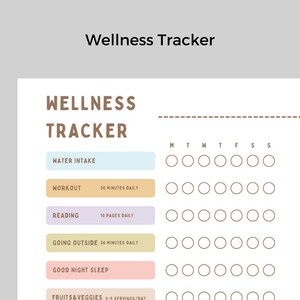 Wellness Tracker Digital Download Pdf, Mental Health Journal Printable ...
