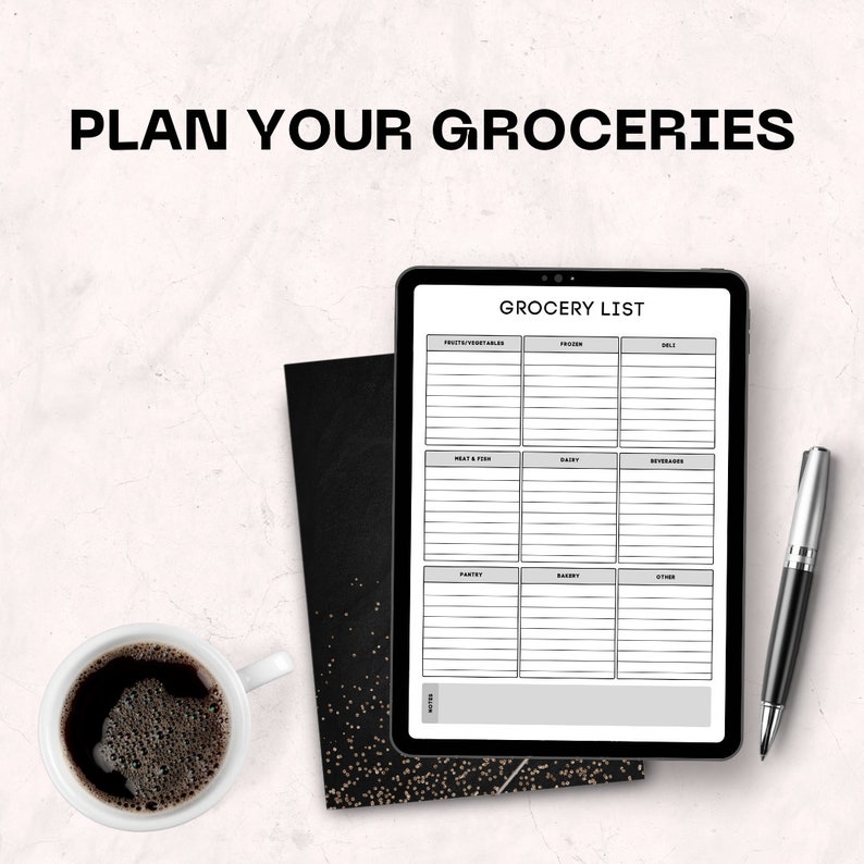 Organized Grocery List Printable,shopping List Planner,weekly Groceries ...