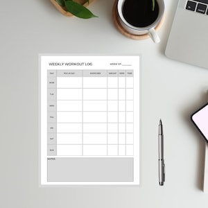 Weekly Workout Log Admin Page,weekly Workout Tracker Page, Fitness ...