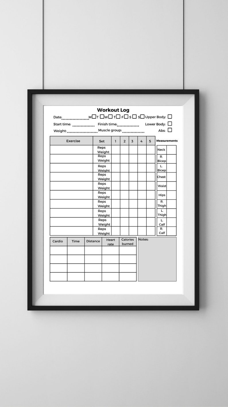 Daily Workout Log, Fitness Tracker, Gains Tracker (digital Download) - Etsy