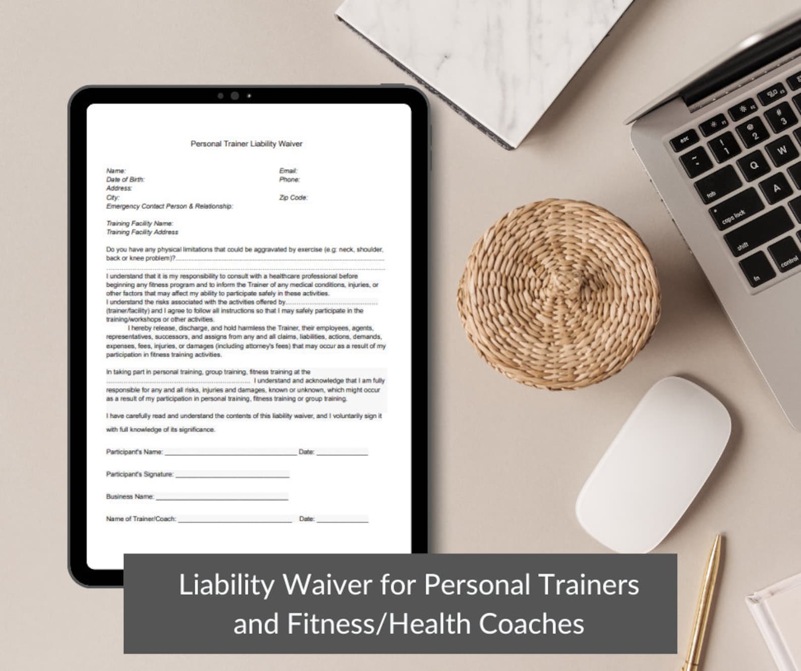 Customizable Liability Waiver Form, Personal Trainer Client Intake ...