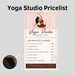 Yoga Studio Price List Template, Canva Yoga Intsructor Price List ...