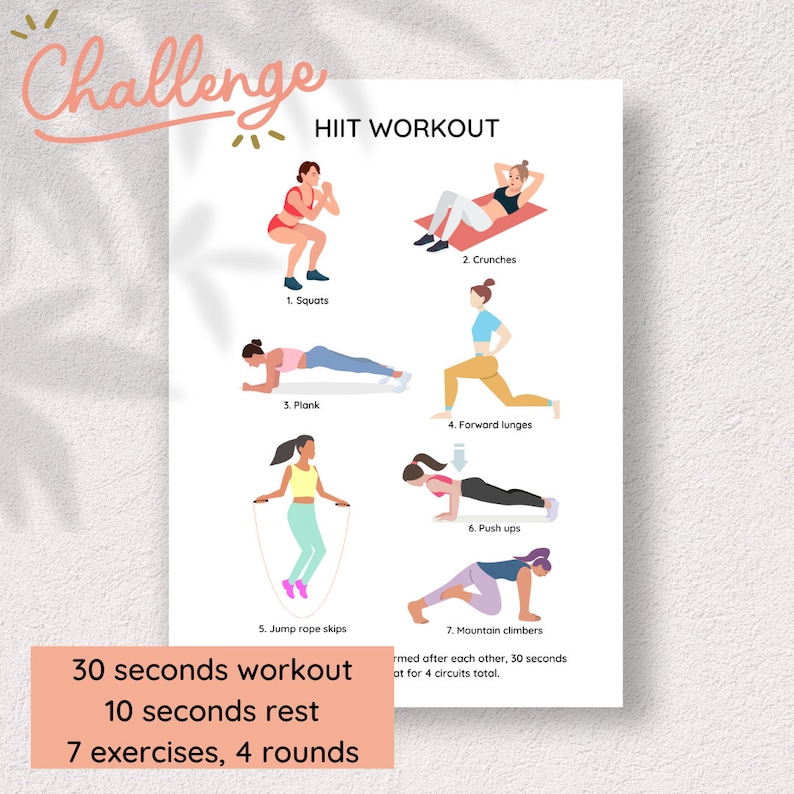 HIIT Cardio Workout Printable Pdf, Cardio Shred Workout Digital Pdf ...