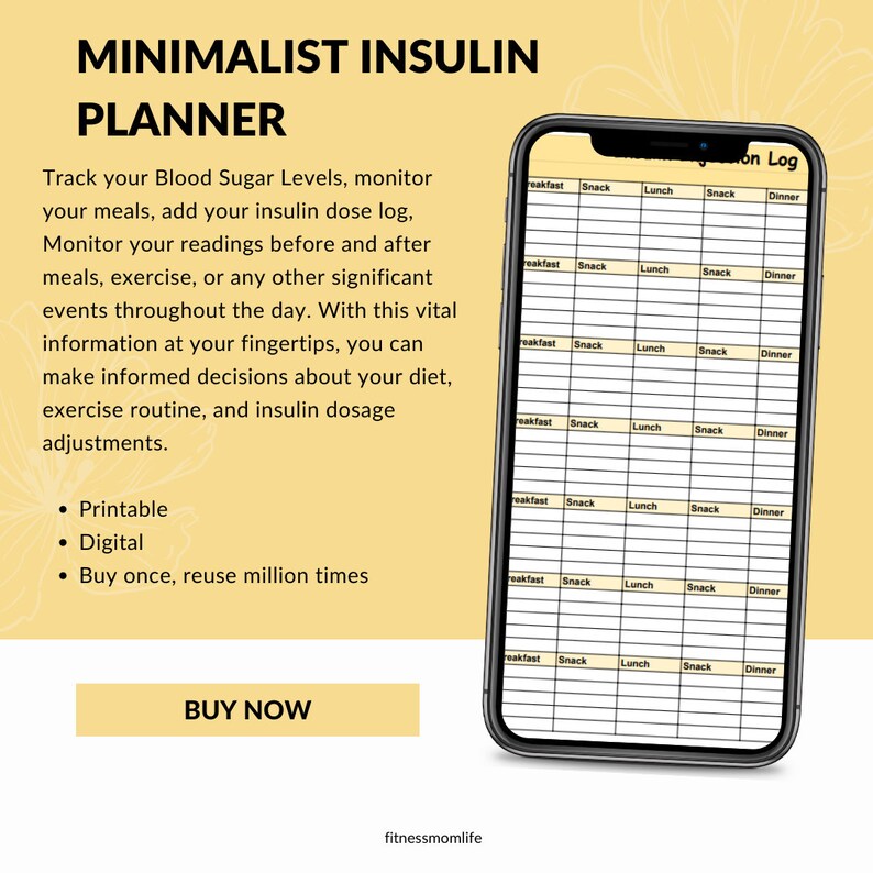 Insulin Injection With Meal Tracker Page,digital Diabetis Log Book ...