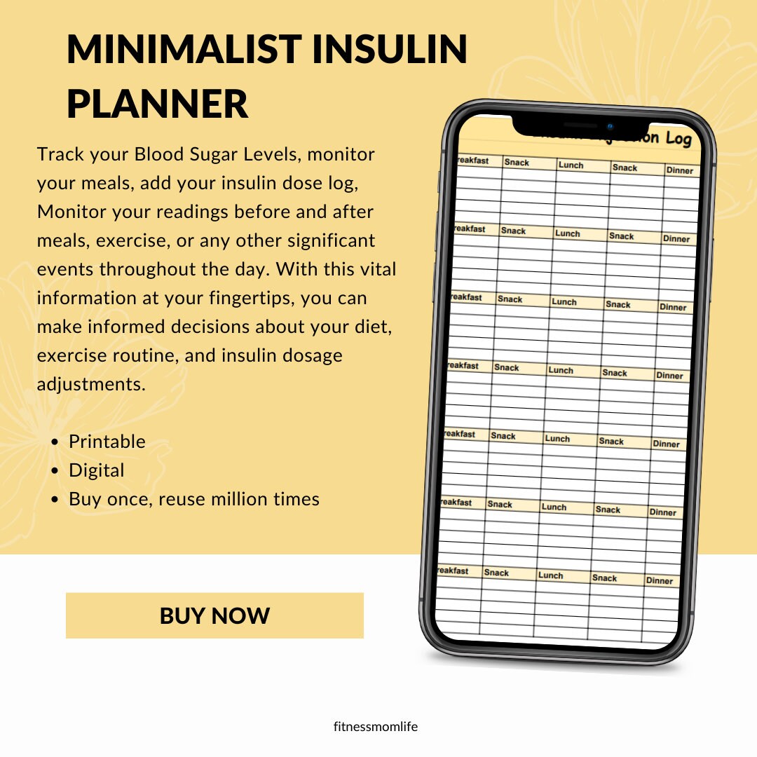 Insulin Injection With Meal Tracker Page,digital Diabetis Log Book ...