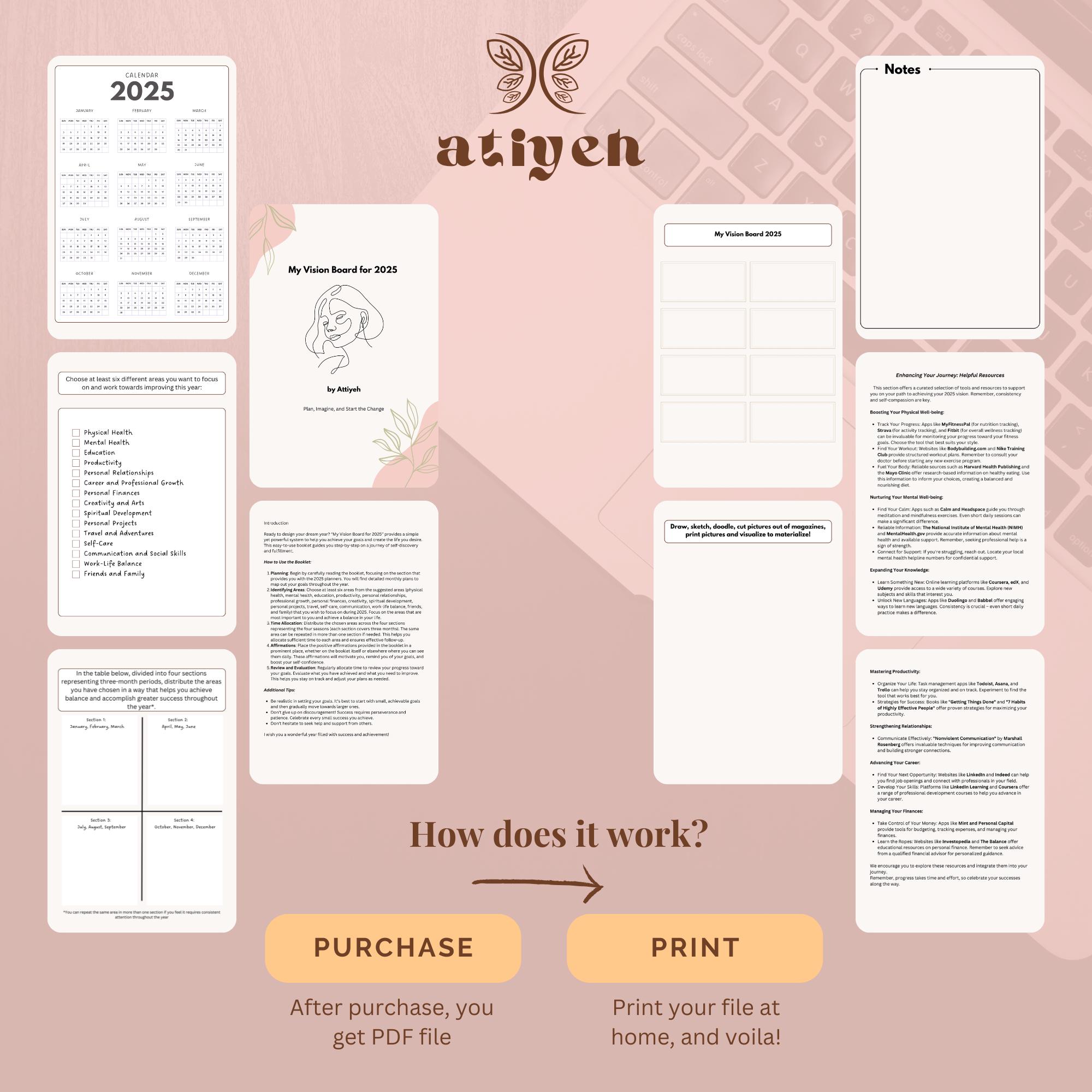 Achieve Your Dreams in 2025: Vision Board Planner & Goal Setting ...