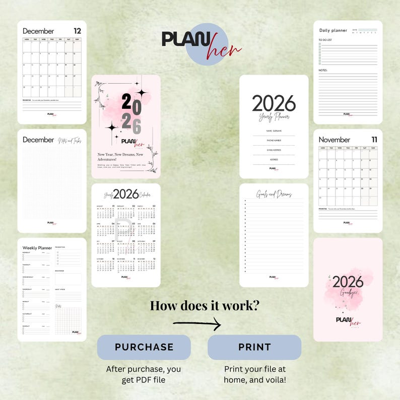 2026 Yearly Planner | Minimal A4 Printable (digital Download) - Etsy