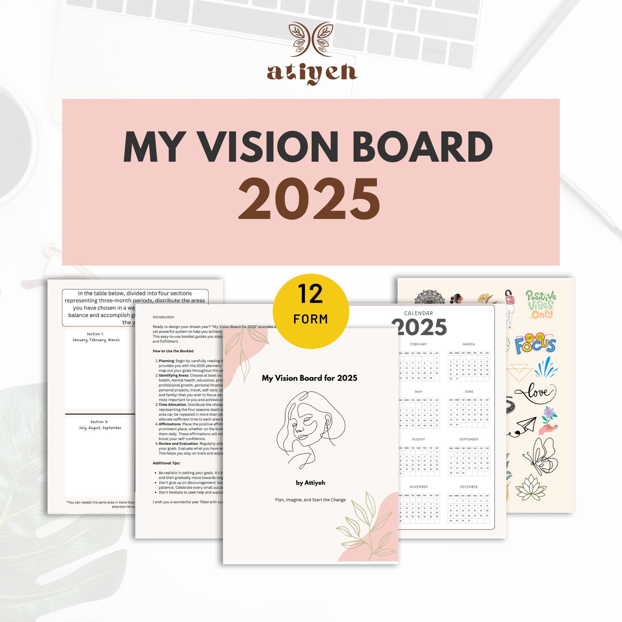Achieve Your Dreams in 2025: Vision Board Planner & Goal Setting ...