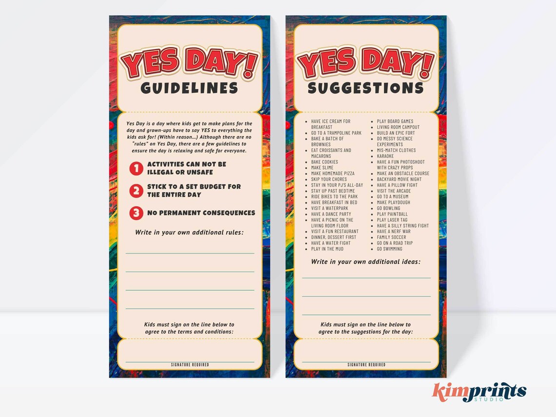 Yes Day Rules & Ideas, Kids Best Day Ever Suggestions, Yes Day ...