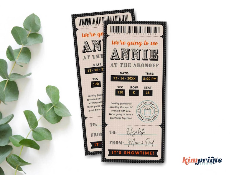 Theater Show Ticket Template, Broadway Show Gift Idea, Musical Theater ...