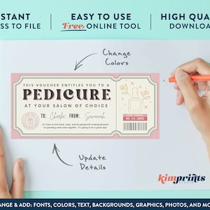 Pedicure Ticket Template, Nail Salon Gift Certificate, Pedicure ...