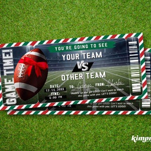 Football Ticket Template, Football Christmas Gift Certificate, Editable ...