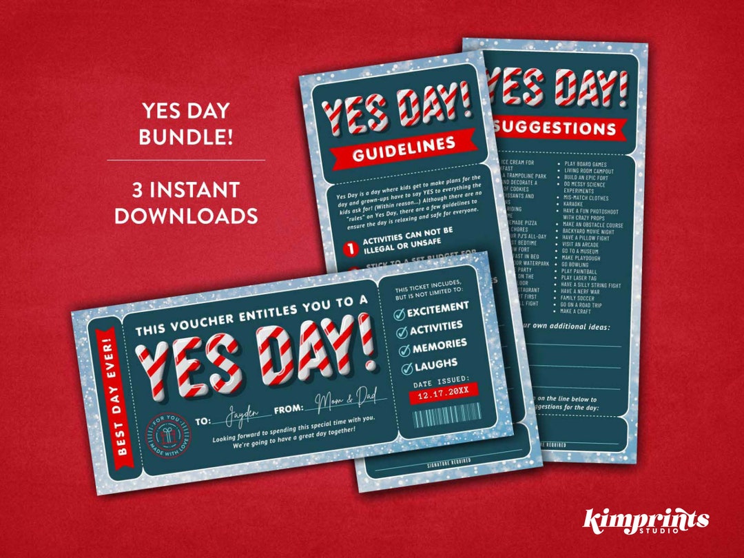 Yes Day Christmas Bundle, Kids Best Day Ever Tickets, Yes Day Gift ...