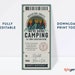 Camping Ticket Template, Camping Gift Certificate, Outdoor Adventure ...