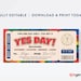 Yes Day Ticket, Kids Best Day Ever Souvenir, Yes Day Gift Certificate ...