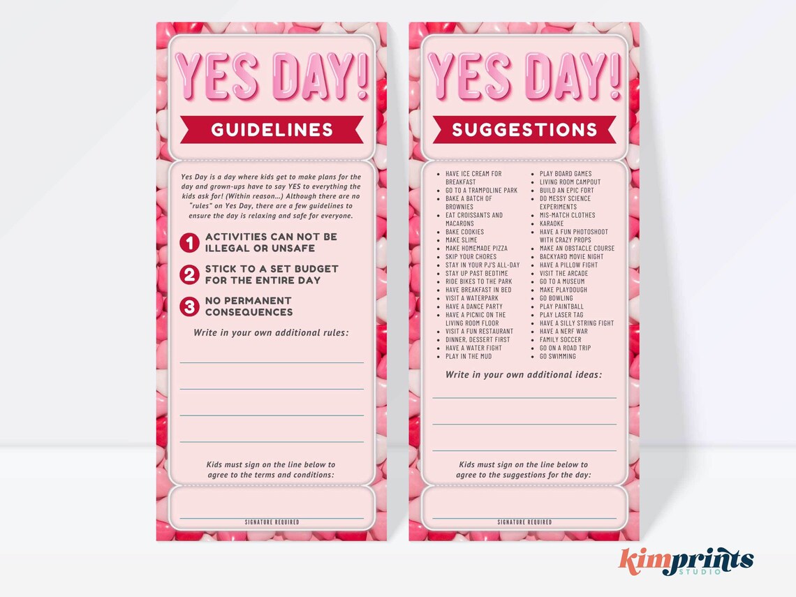 Yes Day Rules & Ideas, Kids Best Day Ever Suggestions, Yes Day ...