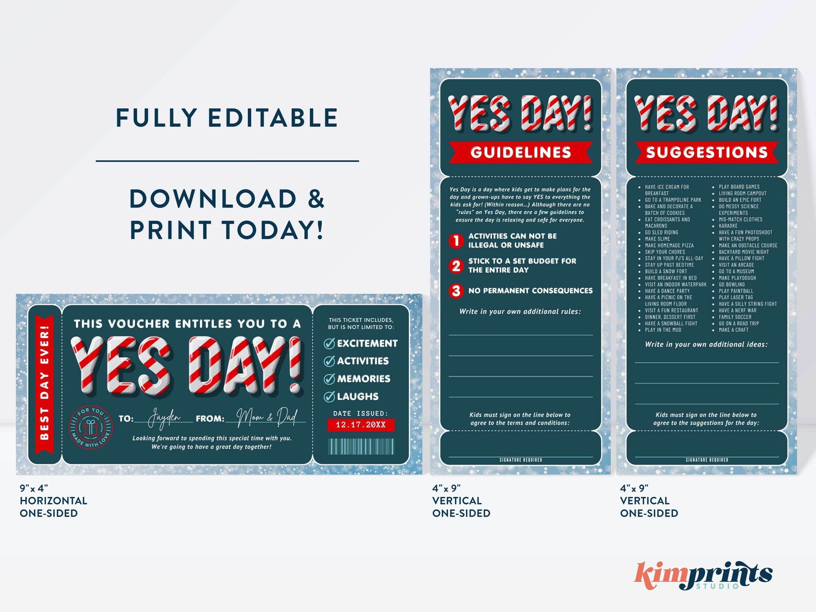Yes Day Christmas Bundle, Kids Best Day Ever Tickets, Yes Day Gift ...