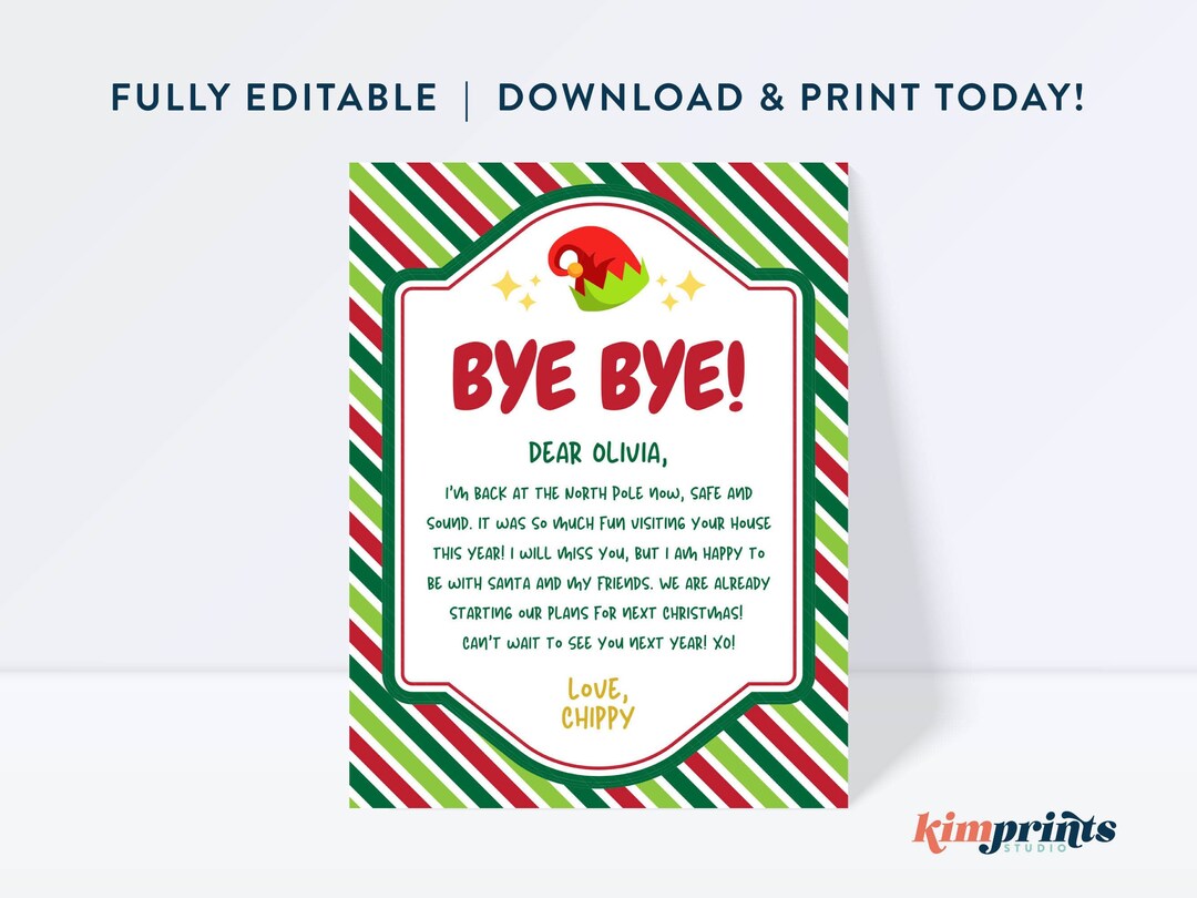 Fully Customizable Printable Elf Letter - Instant Download, 8.5" X 11 ...