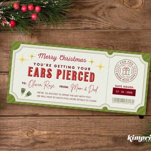 Ear Piercing Ticket Template Ears Pierced Souvenir First - Etsy