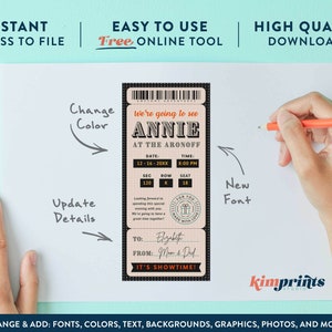 Theater Show Ticket Template, Broadway Show Gift Idea, Musical Theater ...