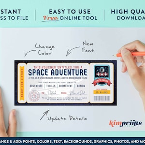 Space Adventure Ticket Template, Astronaut Experience Gift Certificate ...