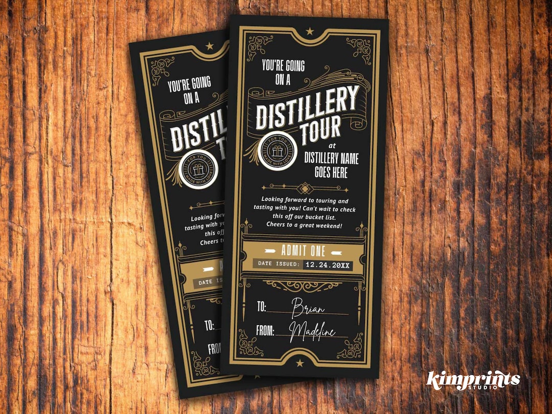Distillery Tour Ticket Template, Surprise Bourbon Tasting Certificate ...