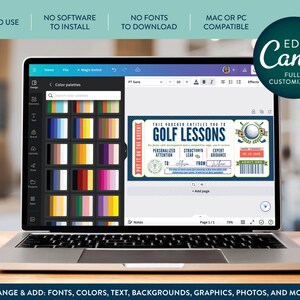 Golf Lessons Ticket Template, Golfing Gift Idea, Class to Improve Golf ...