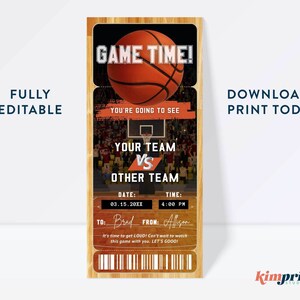 Basketball Ticket Template, Basketball Gift Certificate, NBA Game ...