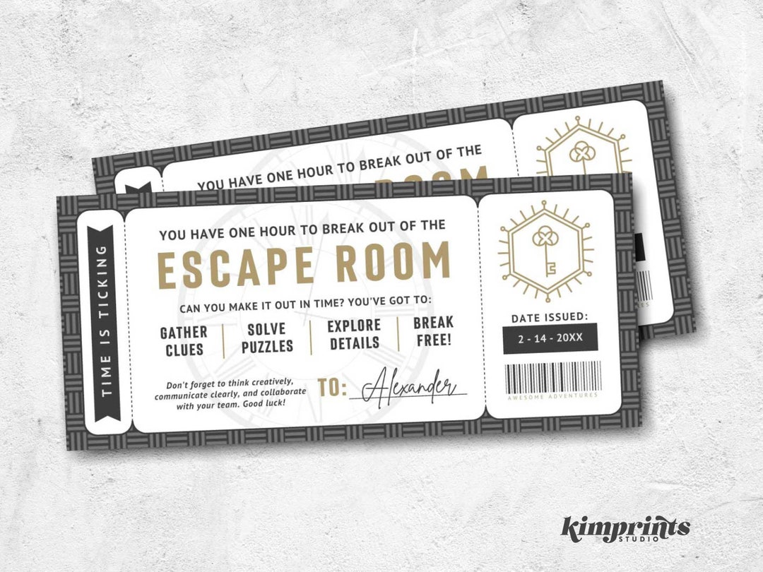 Escape Room Ticket, Surprise Escape Room Voucher, Mystery Adventure ...