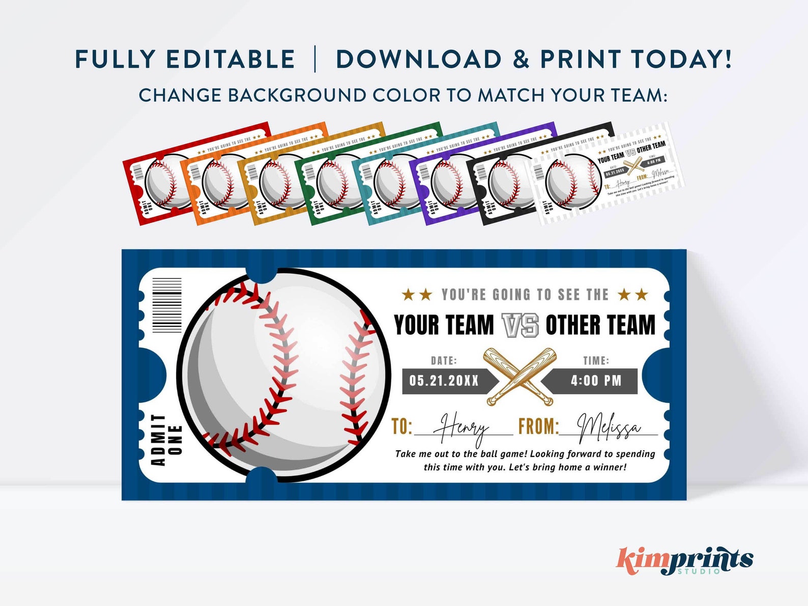 Baseball Ticket Template Baseball Gift Certificate Editable - Etsy
